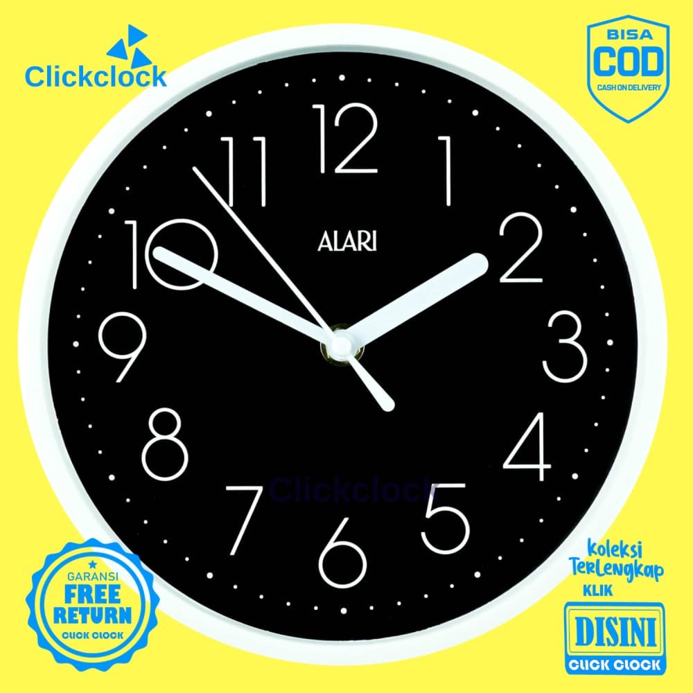 Jual Jam Dinding Quartz Minimalis Minimalis Hitam AL1244-1668 Besar ...