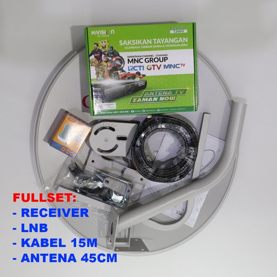 Jual Paket Parabola ni 45 cm + Receiver Kvision + LNB + Kabel 15 M ...