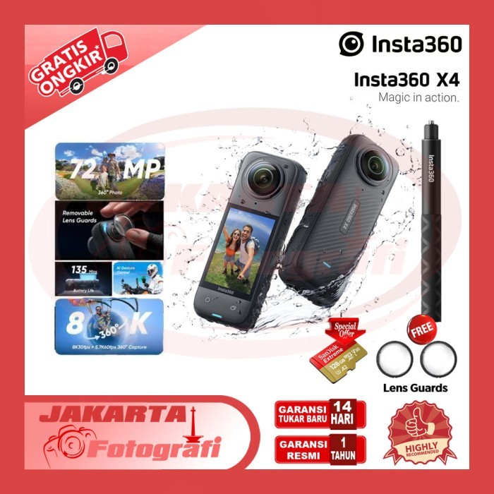 Jual Insta360 X4 + Selfi Stick 114CM Ultimate 360 8K Camera Action Cam ...