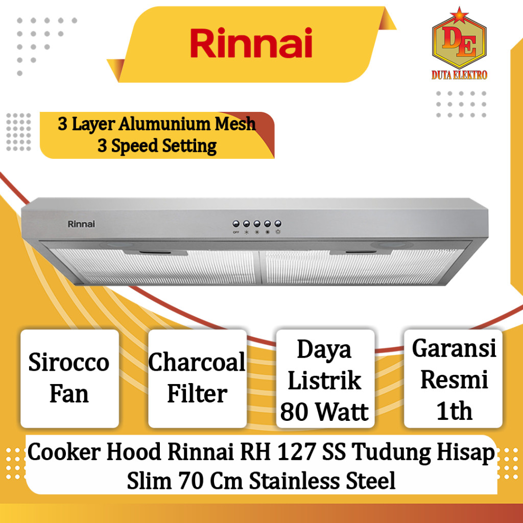 Jual Cooker Hood Rinnai RH 127 SS Tudung Hisap Slim 70 Cm Stainless Steel | Shopee Indonesia