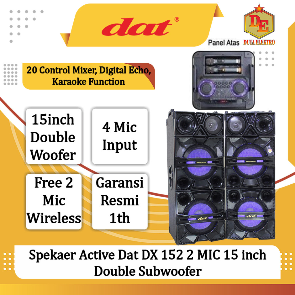 Jual Speaker Active Dat DX 152 2 MIC 15 inch Double Subwoofer | Shopee Indonesia