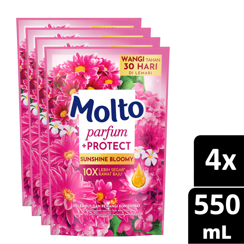 Jual Molto Pelembut & Pewangi Pakaian Softener Konsentrat Parfum + Protect Sunshine Bloomy 550 ...