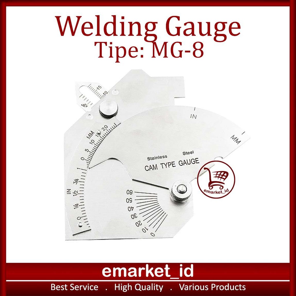 Jual EM Welding Gauge MG-8 AI52 / MG8 Fillet Las Sudut / Stainless Steel / Pengukur Penggaris ...