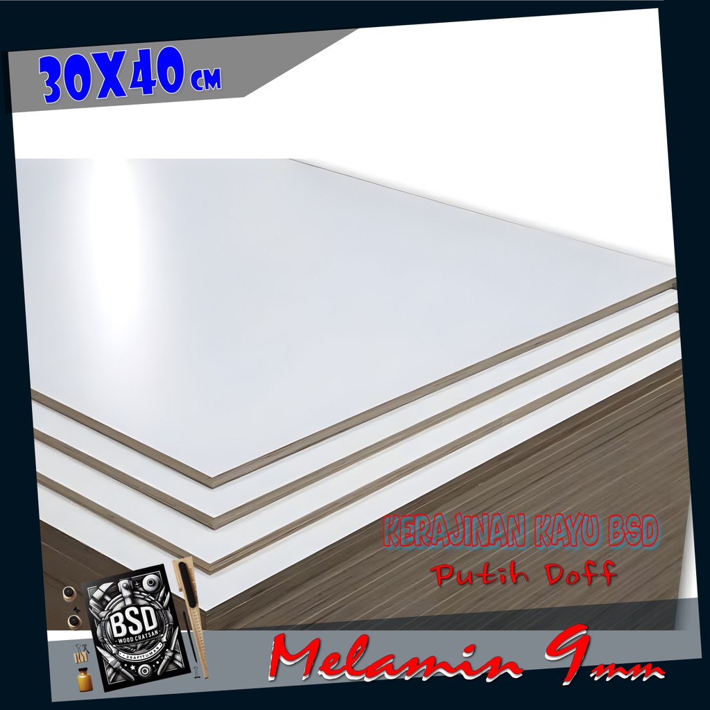 Jual Triplek Melamin Putih 9mm 30x40 cm ( 40x30 cm ) Melamin Putih Doff ...