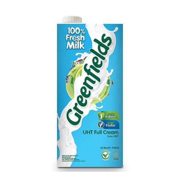 Jual GREENFIELDS UHT FULL CREAM MILK 950 ML | Shopee Indonesia