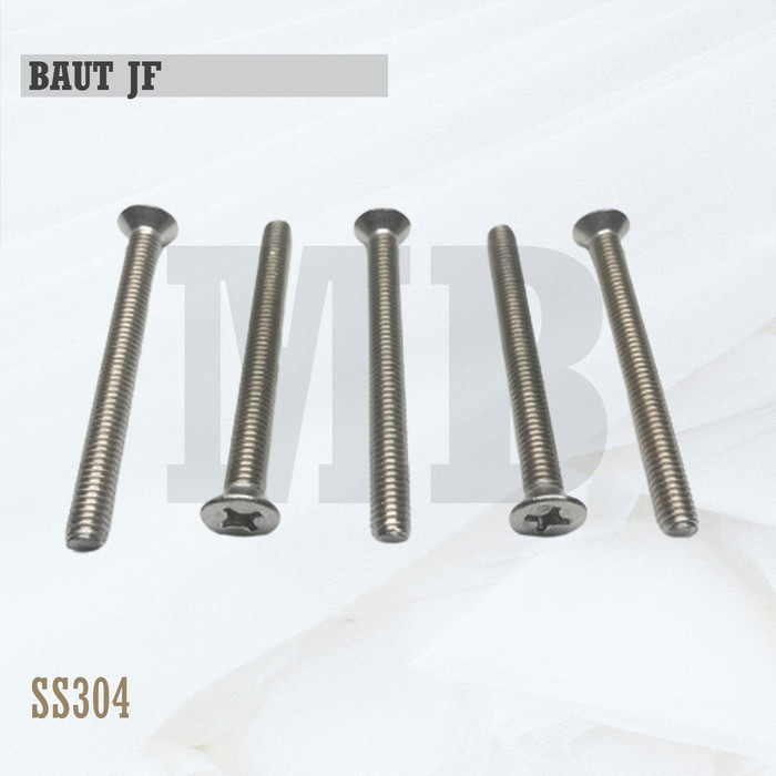 Jual Baut JF M3X50 Machine Screw M3 X 50 Flat Head 3X50 Baut Obeng + Kepala Rata Stainless SS304 ...