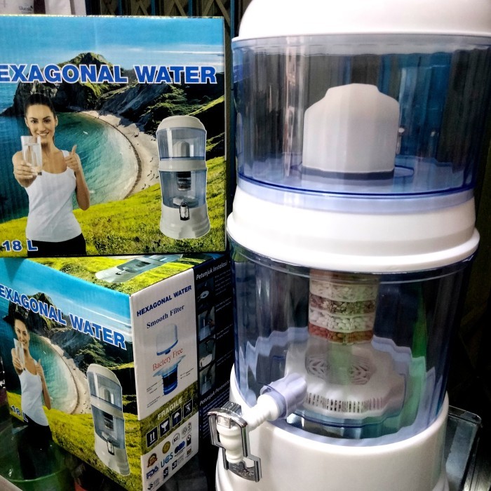 Jual hexagonal water pot 18 liter bio energy water purifier. | Shopee ...