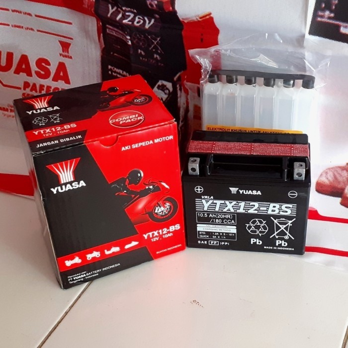 Jual Ready Aki Accu Motor Yuasa YTX12 BS YTX12-BS MF Original Aki Kering | Shopee Indonesia
