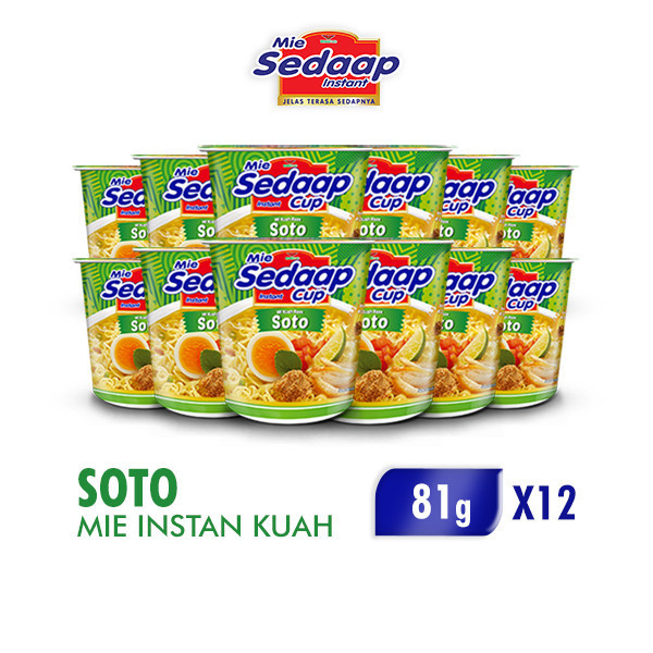 Jual Sedaap Mie Instan Cup Soto 81 gr x12 | Shopee Indonesia