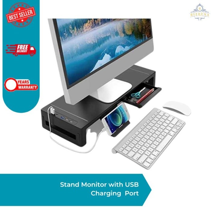 Jual TERBARU - Adjustable Monitor Riser Stand Table /Desk Setup Meja ...