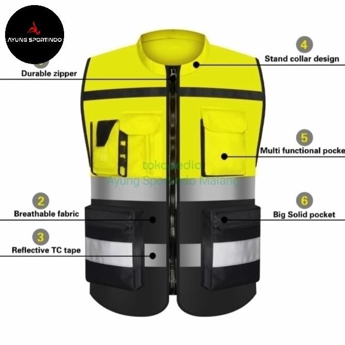 Jual BARU READY Rompi Kerja Safety Vest Reflective Reflektif Hivis ...