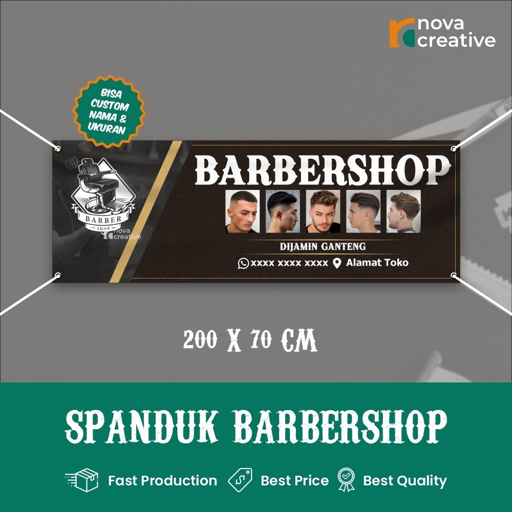 Jual Cetak Spanduk Pangkas Rambut / Barbershop Baligho Custom Desain ...