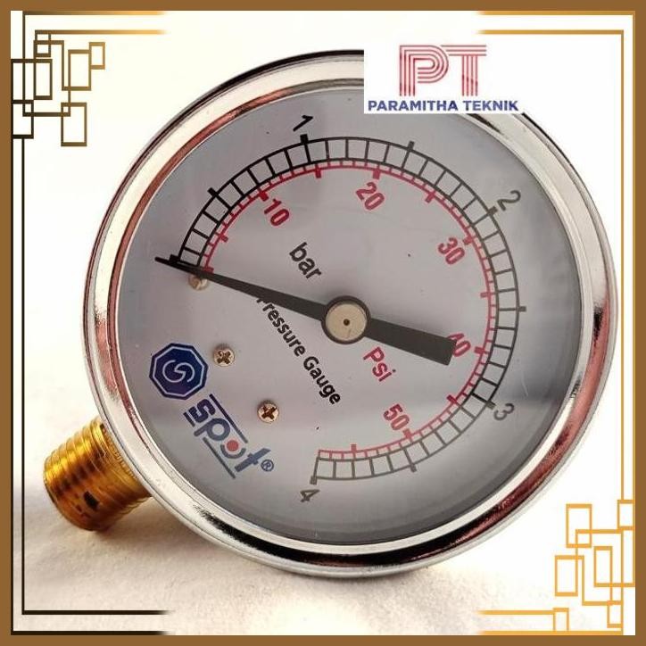 Jual [PMT] Pressure Gauge 4 bar / alat ukur tekanan 2.5" / ukuran angin ...