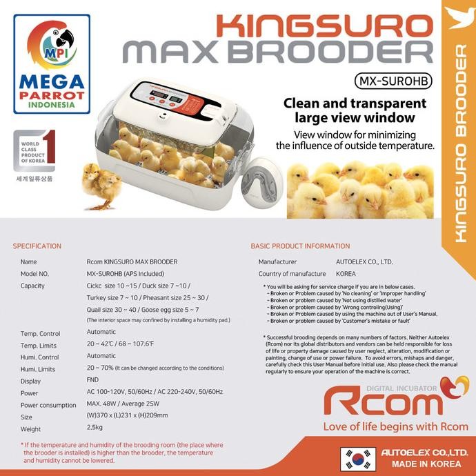Jual Rcom Incubator Kingsuro Max Brooder Mx-Surohb ( Aps Included ...