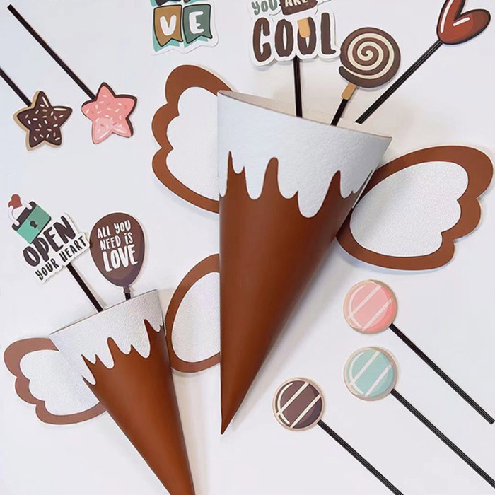 Jual *****] Kertas Bunga Buket Motif Cone Ice Cream Bouquet Flower Cone ...
