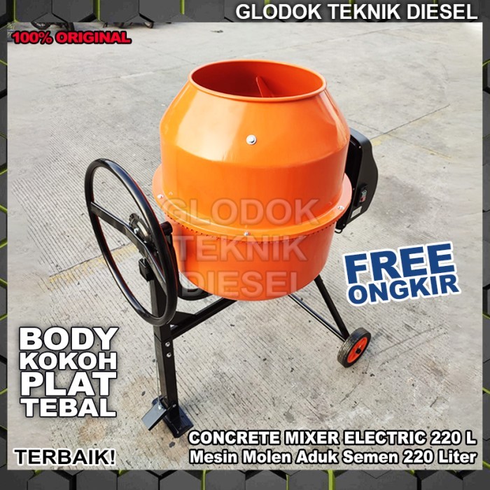 Jual Mesin Listrik Pengaduk Semen Molen CONCRETE MIXER 220 LITER TERBAIK | Shopee Indonesia