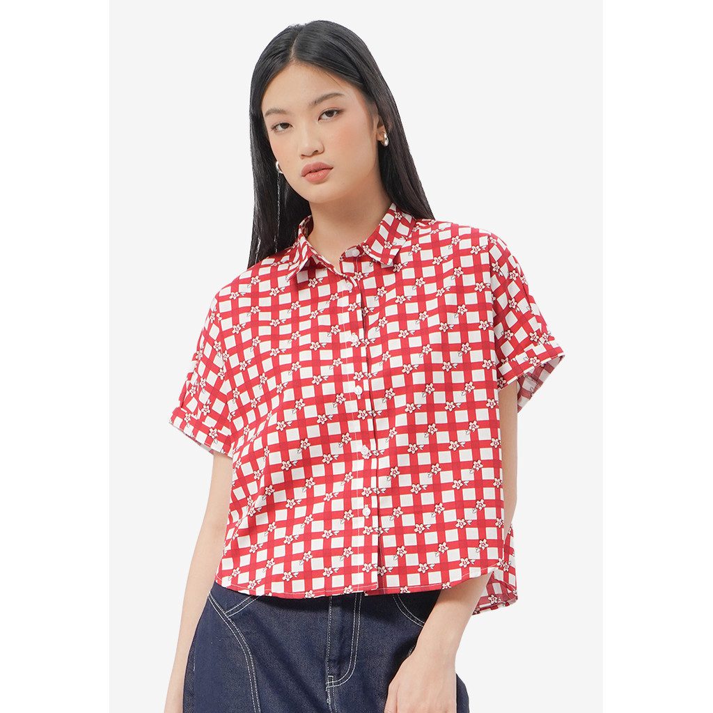 Jual COLORBOX Roll Up Short Sleeve Boxy Shirt Multicolor | Shopee Indonesia