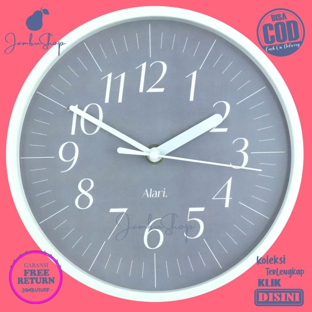 Jual Jam Dinding Quartz Minimalis Minimalis Abu AL1250-1668 Dekorasi ...