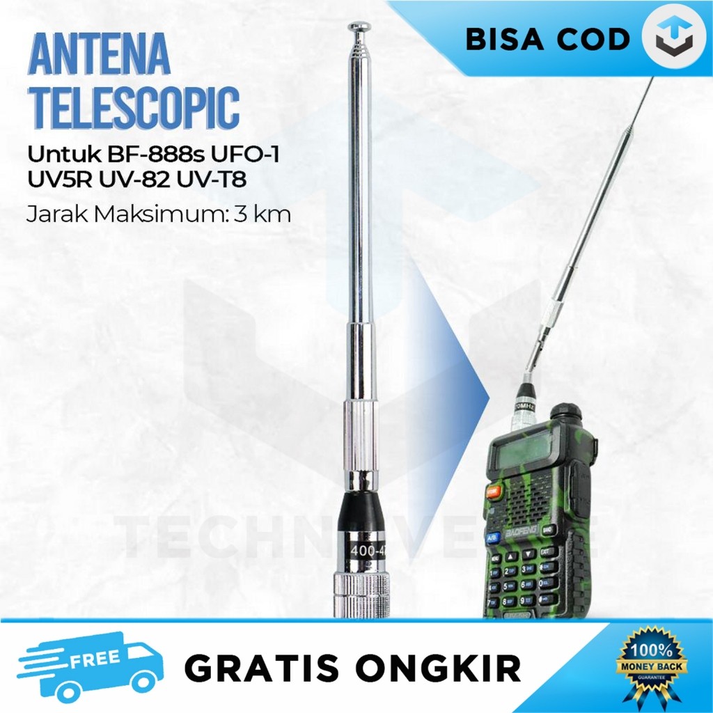 Jual ADJUSTABLE ANTENA HT JARAK JAUH TELESKOPIC HANDY TALKY PANJANG 3M | Shopee Indonesia