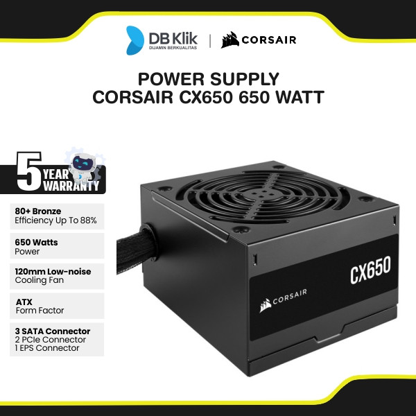 Jual Corsair Power Supply Cx650 650 Watt 80 Plus Bronze Certified - Psu Cx 650 650Watt | Shopee ...