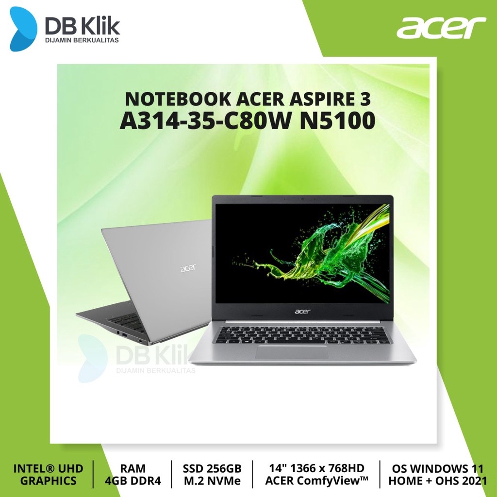 Jual Acer Notebook Aspire 3 A314-35-C80W Celeron N5100 4G Ssd 256G ...
