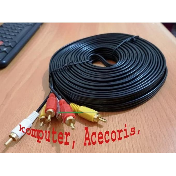 Jual KABEL RCA 3 TO RCA 3 20 METER VIDEO AV / KABEL MERAH PUTIH KUNING 20M | Shopee Indonesia