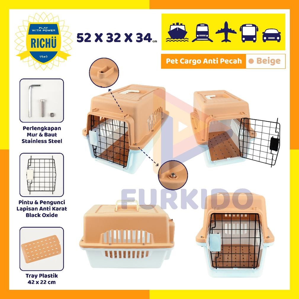 Jual Richu Pet Cargo / Carrier / Kennel Box (52 x 32 x 34 cm) | Shopee ...