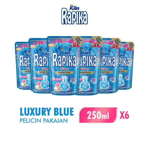 Jual Rapika Biang Pewangi Pakaian Biru Luxury Blue Pouch 250ml x 6 pcs ...