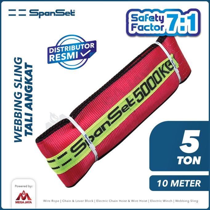 Jual Webbing Sling Belt / Tali Angkat 5 Ton x 10 Meter SPANSET | Shopee ...