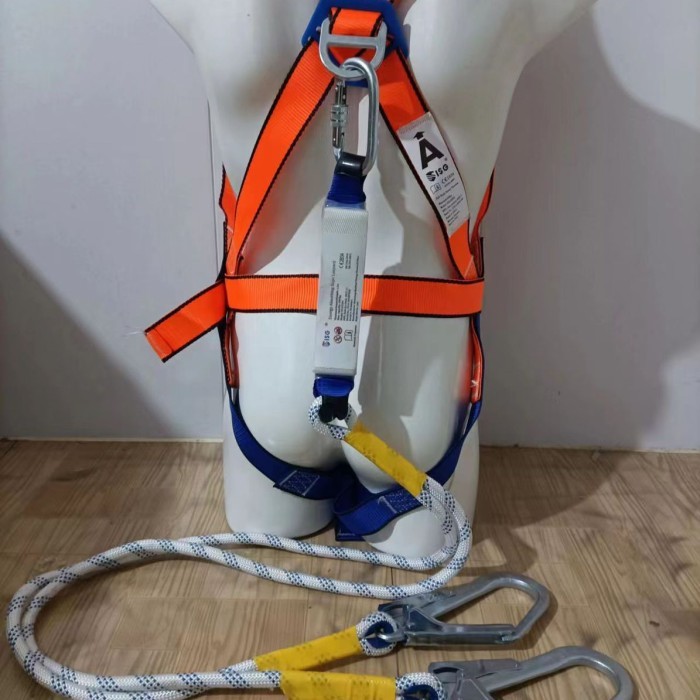 Jual Body Harness + Double Hook Lanyard Absorber For Safety Working ...