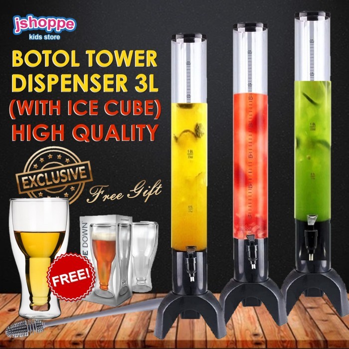 Jual 3L Ice Cube Beer Tower Dispenser / Botol Tower / Bir Tower ...