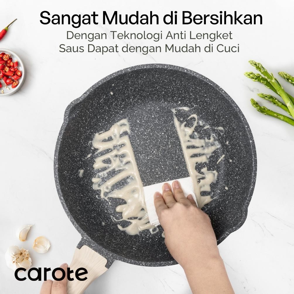 Jual PENAWARAN TERBATAS CAROTE Essential Woody Panci Wajan Penggorengan Besar Anti Lengket 24/28 ...