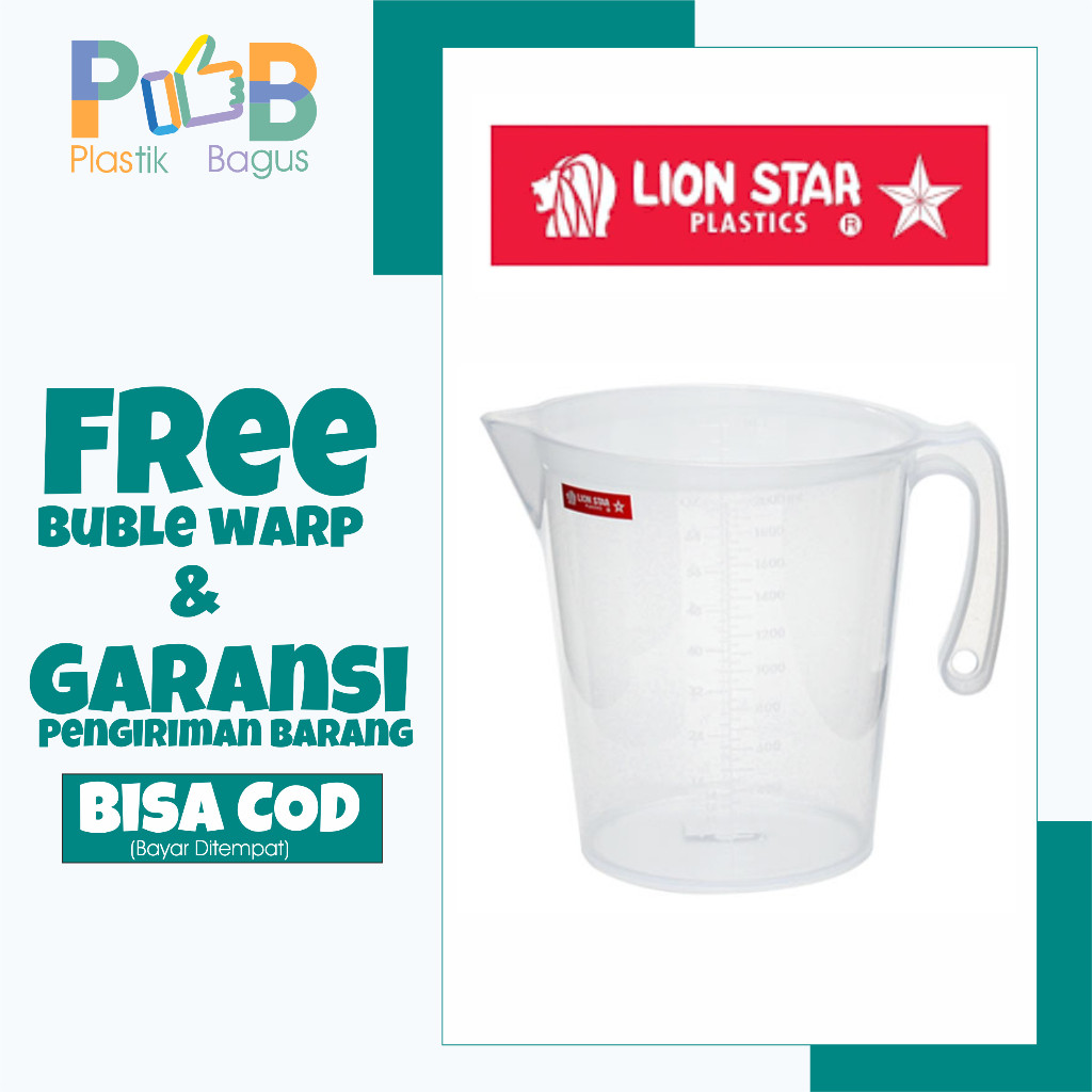 Jual gelas takar ukur takaran 2000 ml 2 liter lion star Hanko Measuring ...