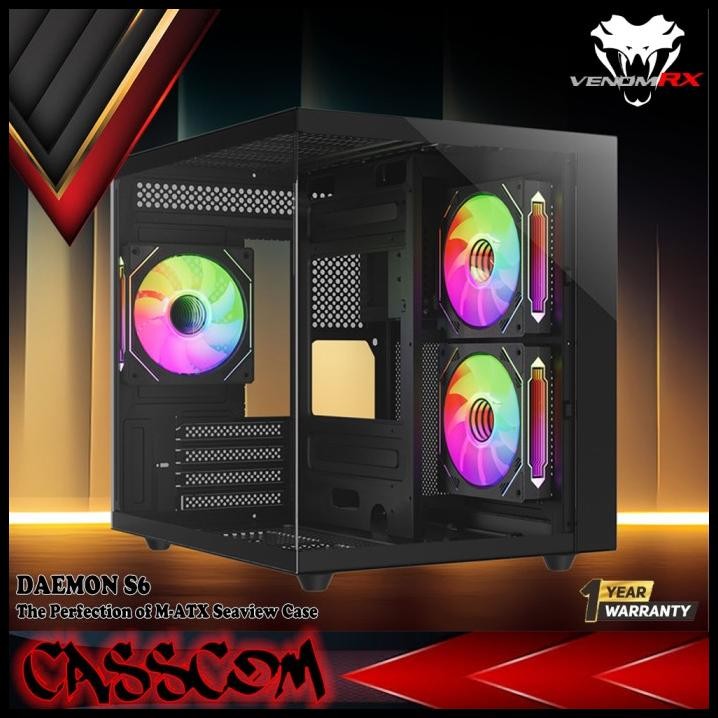 Jual Casing Venomrx Daemon Continental S6 M-Atx Tempered Glass - Venom ...