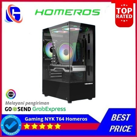 Jual Casing Gaming NYK T64 Homeros Aqua M-ATX Free 3 Fan RGB | Shopee ...