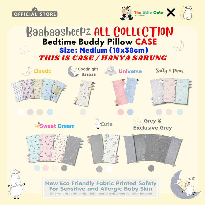 Jual Baabaasheepz Bedtime Buddy Pillow Case Medium Size Sarung Bedtime Buddy Classic Grey Cute ...