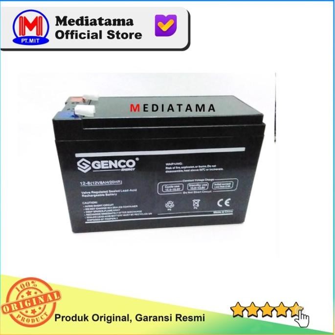 Jual Baterai Ups Battery Aki Kering VRLA Genco 12V 8AH 12V8AH Batrai | Shopee Indonesia