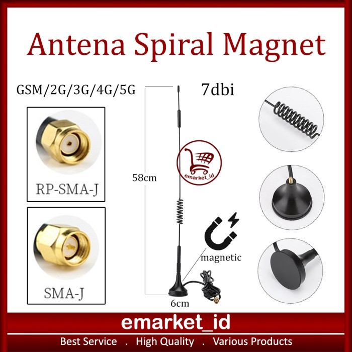 Jual ANTENA SPIRAL MAGNET 58CM 7DBI / PENGUAT SINYAL 7 DBI MODEM ...
