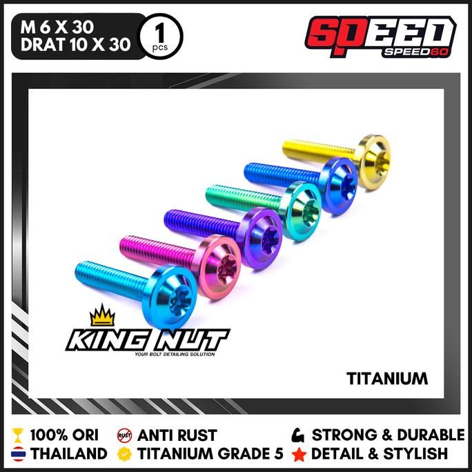 Jual baut titanium m 6 x 30 drat 10 x 30 grade 5 king nut !! | Shopee Indonesia