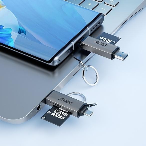 Jual ROBOT Type-C OTG Card Reader CR202 2 in 1 USB 3.0 Memory Card ...