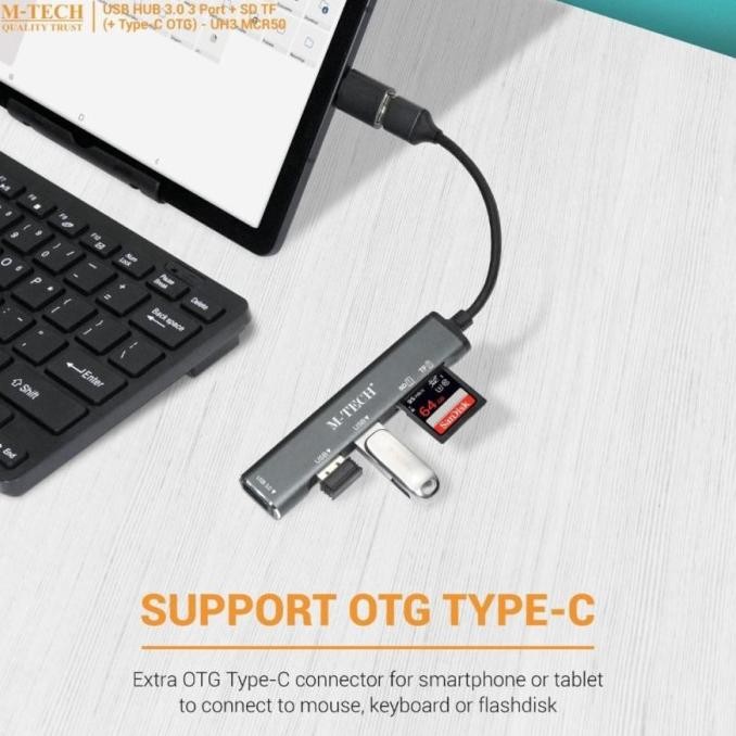 Jual USB Hub + Card Reader M-Tech CR50 with OTG Type C | Shopee Indonesia