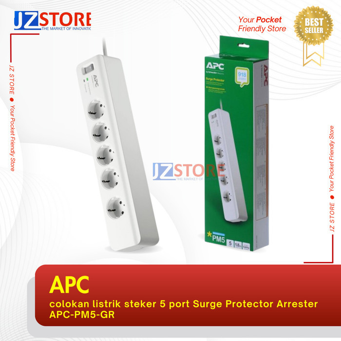 Jual HARGA DISC - APC colokan listrik steker 5 port Surge Protector ...