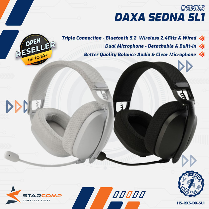 Jual Rexus DAXA Sedna Wireless Gaming Headset 3in1 Connection SL1 ...