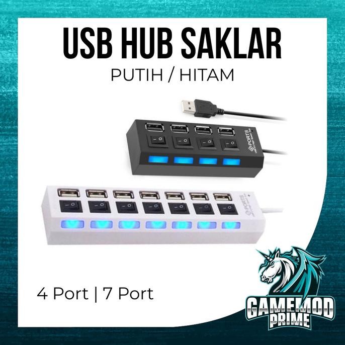 Jual Original USB HUB 2.0 SAKLAR On Off Saklar Lampu 4 / 7 Port Output HITAM / PUTIH | Shopee ...
