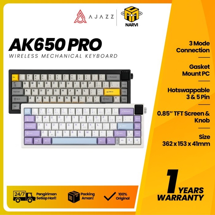 Jual Ajazz AJAZZ AK650 PRO 65% 3mode Connection MECHANICAL KEYBOARD ...