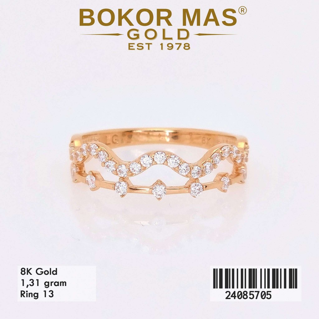 Jual BokorMas Gold Cincin Wave Layer Emas Asli Kadar 8K 24085705 ...