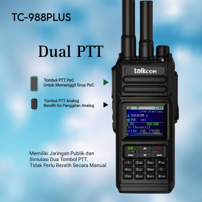 Jual HT Talkcom TC-988 Plus POC + Analog Dual Mode Repiter Hybrid Radio ...