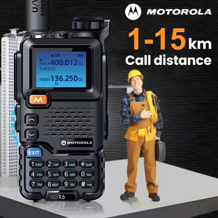 Jual HT motorola X6 Walkie Talkie K Headset Jarak jauh 15 KM Dual Band dua arah Radio 10 Watt ...