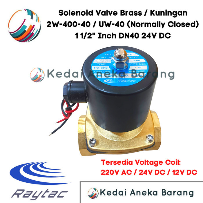 Jual Solenoid Valve 1 1/2" Inch Brass Kuningan 24V 24Vdc Nc 2W-400-40 ...