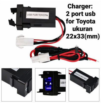 Jual Charger Usb Mobil Toyota 22 X 33 Mm / Charger Usb 2 Port + Led ...